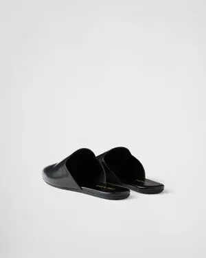 Prada Embossed-logo Leather Mules