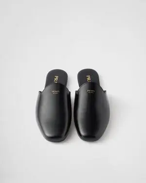 Prada Embossed-logo Leather Mules