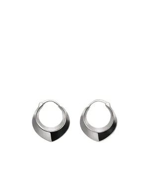 LEMAIRE Drop Edge Hoop Earrings In Rhodium-plated - Silver
