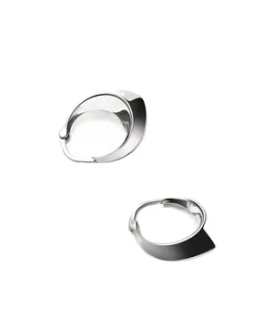 LEMAIRE Drop Edge Hoop Earrings In Rhodium-plated