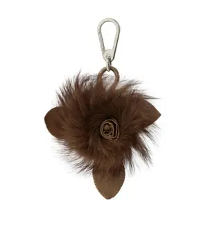 LEMAIRE Fuzzy Rose Charm In Lambskin Shearling - Licorice