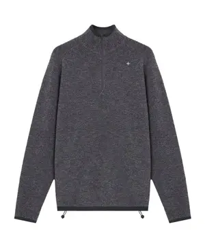 Stone Island Loose-fit Half-zip Jumper With Drawcord Hem - Grey
