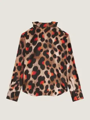 Givenchy Shirt In Leopard Print Silk With Deconstructed Collar