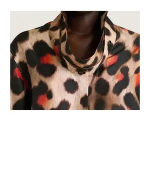 Givenchy Shirt In Leopard Print Silk With Deconstructed Collar