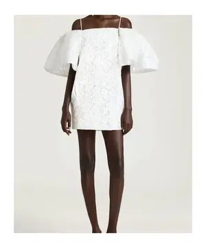 Givenchy Off-the-shoulder Mini Dress In Floral Lace