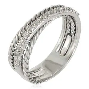David Yurman Sterling Silver Diamond Crossover Ring