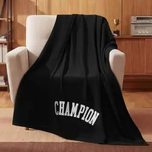 Champion Jersey With Fleece Backing Throw Blanket Black