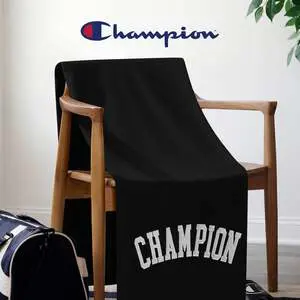 Champion Jersey With Fleece Backing Throw Blanket - Black