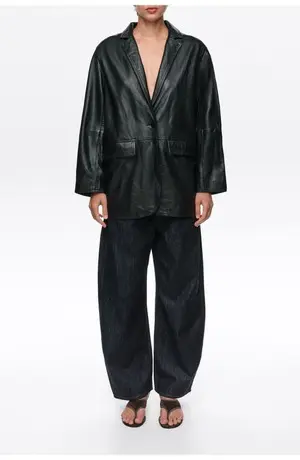 Bimba Y Lola Leather Double-breasted Tailored Jacket - Black