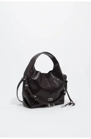Bimba Y Lola Small Leather Fringed Crossbody Bag - Espresso