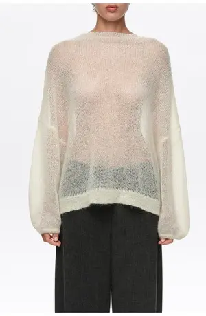 Bimba Y Lola Mohair High Neck Oversize Sweater - Ivory