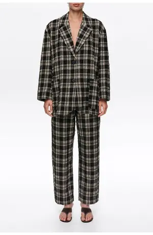 Bimba Y Lola Checked Barrel-leg Trousers - Black