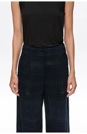 Bimba Y Lola Checked Barrel-leg Trousers - Navy