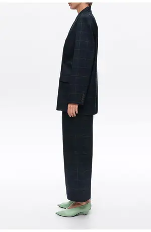 Bimba Y Lola Checked Barrel-leg Trousers - Navy
