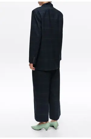 Bimba Y Lola Checked Barrel-leg Trousers - Navy