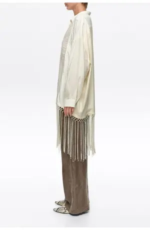 Bimba Y Lola Patchwork Fringed Oversized Shirt