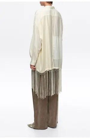Bimba Y Lola Patchwork Fringed Oversized Shirt