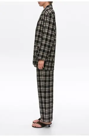 Bimba Y Lola Checked Straight Tailored Wool Blazer