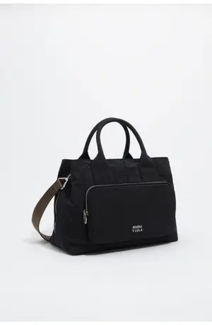Bimba Y Lola Large Nylon Pocket Handbag - Black
