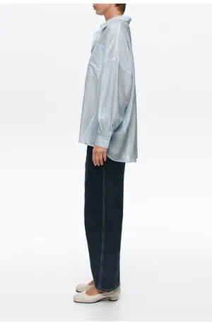 Bimba Y Lola Oversize Shirt With Mini Rivets And Stripes