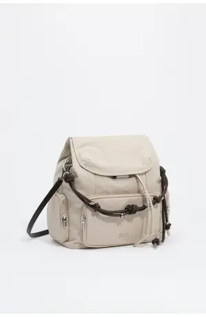 Bimba Y Lola Large Cotton Pocket Backpack - Stone