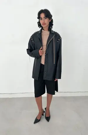 SAEMDI Milla Oversized Faux Leather Jacket