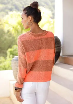 LASCANA Striped Long Sleeve Sweater