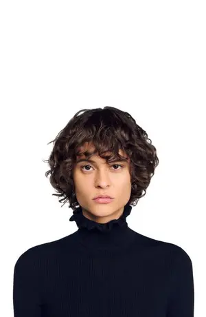 Sandro Ruffled Roll-neck Wool Sweater
