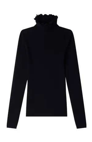 Sandro Ruffled Roll-neck Wool Sweater