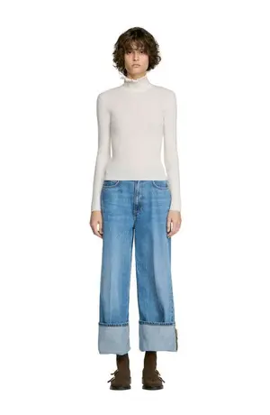 SANDRO Ruffled Roll-neck Wool Sweater
