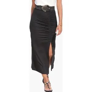 LASCANA Ruched Detail Midi Skirt - Black