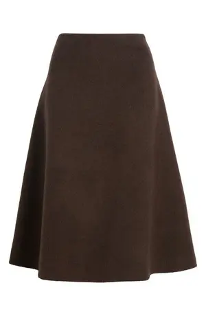 BOSS Vukina Double Face Wool & Lyocell Midi Skirt - Mole