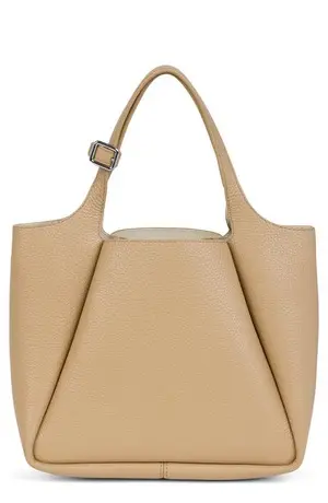 WE-AR4 Trapeze Leather Bucket Bag - Camel Multi