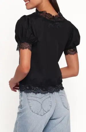 PETAL & PUP Bilson Lace Trim Cotton Top