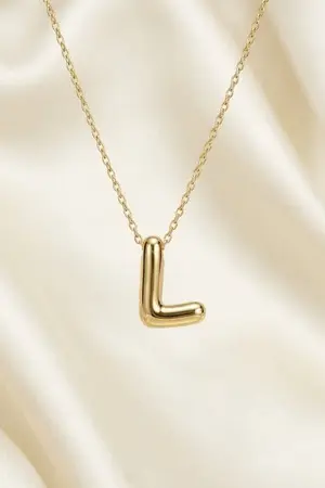 FOREVER & ALWAYS 14k Gold Letter Initial Pendant Necklace Letter L