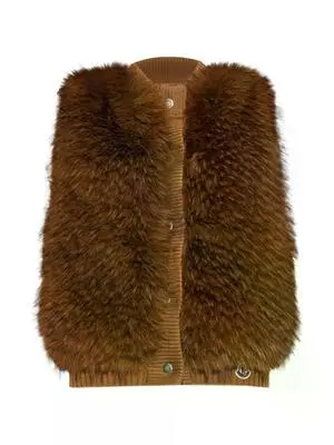 Moncler Faux-fur Padded Gilet - Brown