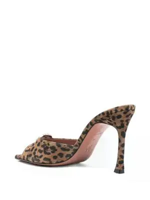 Amina Muaddi Mini Camelia Crystal-embellished Leopard-print Sandals