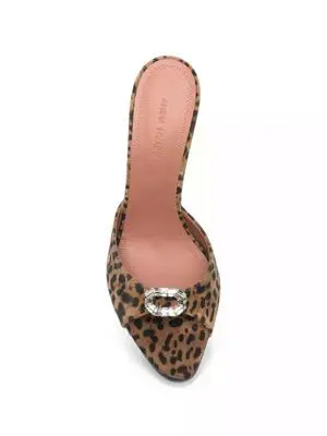 Amina Muaddi Mini Camelia Crystal-embellished Leopard-print Sandals