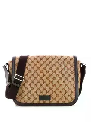 Gucci Flap Messenger Bag Gg Canvas Medium Crossbody Bag - Brown
