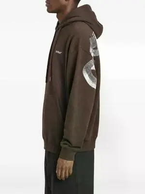 Off-White Logo-embroidered Cotton Hoodie - Brown