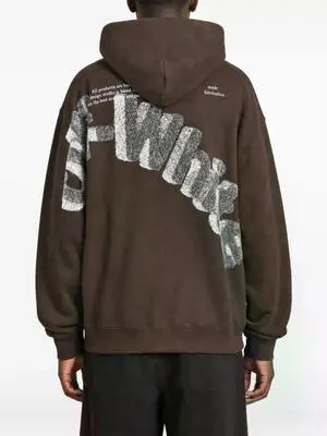 Off-White Logo-embroidered Cotton Hoodie - Brown