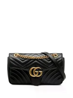 Gucci 2016-2026 Medium Gg Marmont Matelasse Calfskin Shoulder Bag - Black