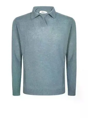 Altea Knitted Long-sleeve Polo Shirt - Blue