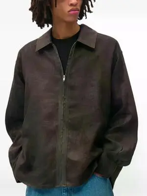 ARTE ANTWERP Dusty Zip-up Linen Shirt - Brown