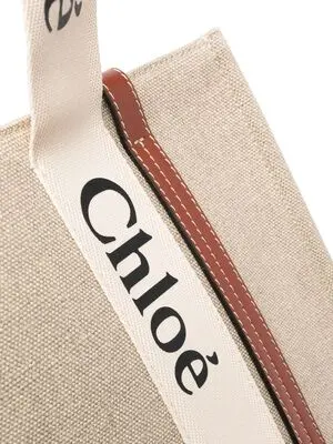 Chloé Woody Medium Linen Tote - Multicolor
