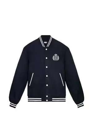 Sporty & Rich Health & Wellness Crest Varsity Jacket - Blue