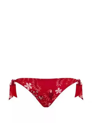 Vilebrequin Floral-print Side-tie Bikini Bottoms - Red