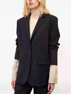 OTTOD'AME Pinstripe-pattern Back-slit Jacket - Blue