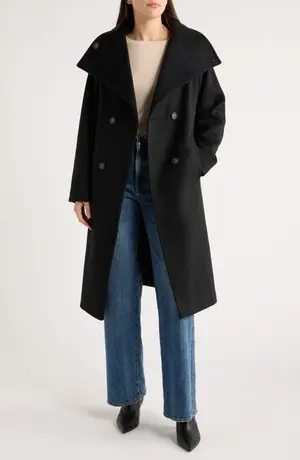 Bernardo Funnel Neck Coat - Black