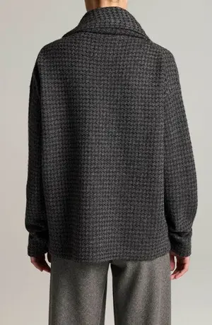 Vince Houndstooth Draped Scarf Sweater